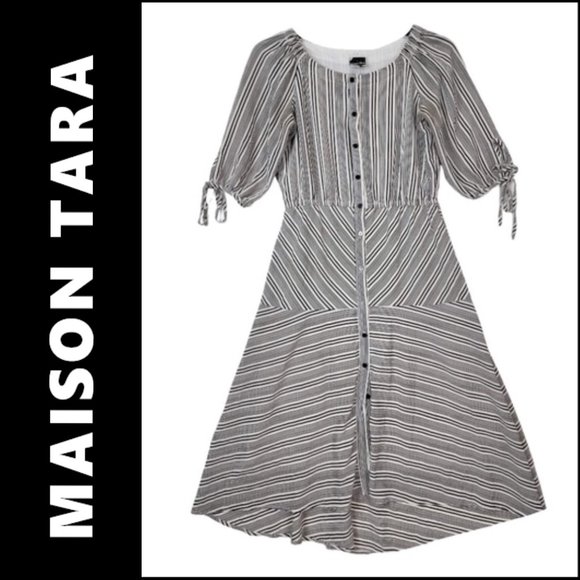 Maison Tara | Dresses | Maison Tara Dress Size Women Fit Flare Stripe ...